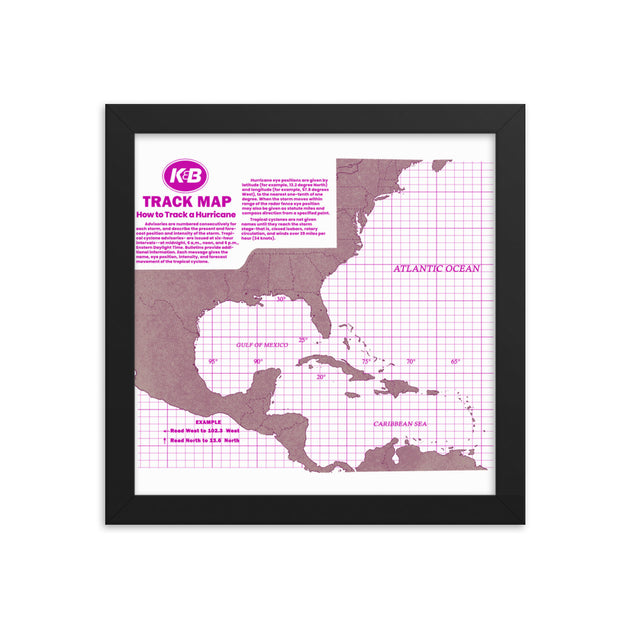 K&B Hurricane Tracker Map Framed Poster | NOLA REPUBLIC T-SHIRT CO.